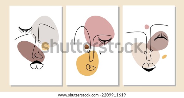 Set Three Abstract Face Art Figure Stock Vector (Royalty Free ...