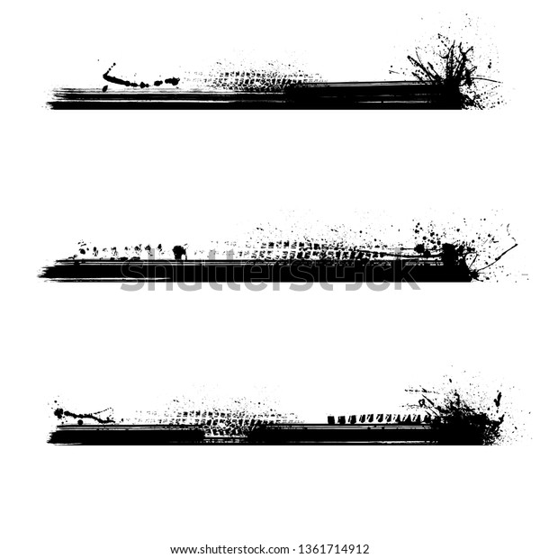 Set Three Black Grunge Horizontal Frames Stock Vector (Royalty Free ...