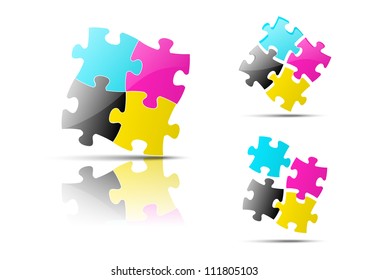 Set Three Cmyk Icons: vector de stock (libre de regalías) 111805103 ...