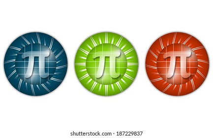 Set Three Colored Icons Pi Sign Stock Vector (Royalty Free) 187229837 ...