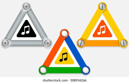 Set Three Colored Triangles Plus Symbol 스톡 벡터(로열티 프리) 306596384 ...