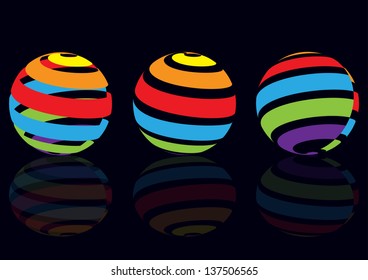 Set Three Colorful Dimensional Balls Made Stock Vector (Royalty Free ...