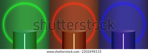 Set Three Colorful Pillars Vertical Led Stock Vector (Royalty Free ...