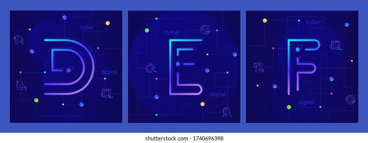 Set Three Creative Cyber Letters D Stock Vector (Royalty Free ...