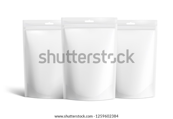 Set Three Doypack Packages Vector Illustration Stock Vector (Royalty ...