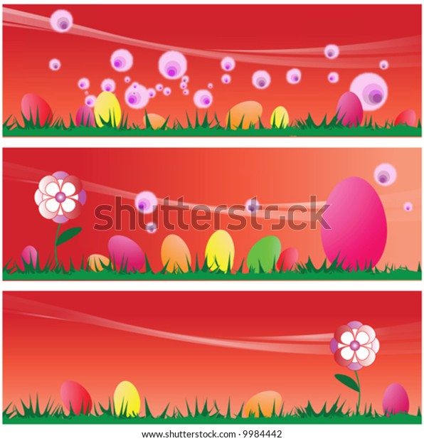 Set Three Easter Scenes Backgrounds Easter Stock Vector (Royalty Free ...