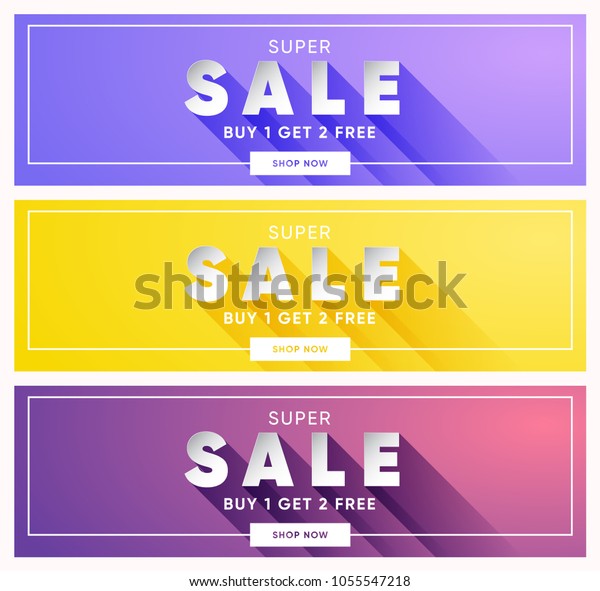 Set of three horizontal banners, dual gradient background, can be used ...
