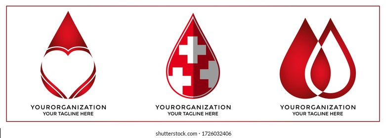 Set Three Logos Blood Blood Donation Stock Vector (Royalty Free) 1726032406