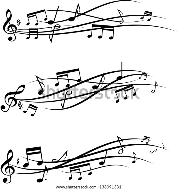 Set Three Music Note Banners Eps10 Stock Vector (Royalty Free ...