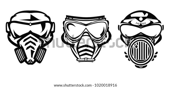 Set Three Paintball Abstract Mask Emblems Stock Vector (Royalty Free ...