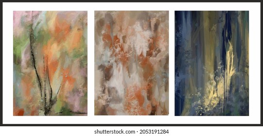 Set Three Paintings Abstract Art Oil Stock Vector (Royalty Free ...