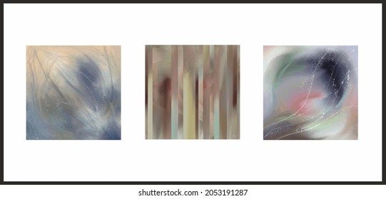 Set Three Paintings Abstract Art Oil Stock Vector (Royalty Free ...
