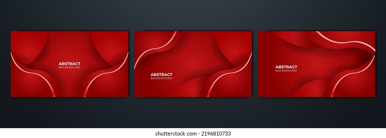 Set Three Presentation Backgrounds Red Color Stock Vector (Royalty Free ...