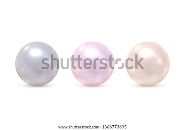 Set Three Tender Realistic Pearls Different Stock Vector (Royalty Free ...