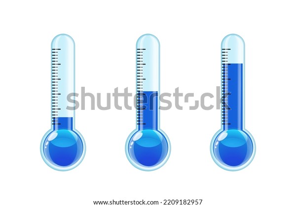 Set Three Transparent Blue Thermometers Different Stock Vector (Royalty ...