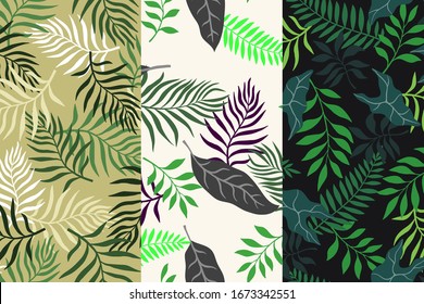 Conjunto de tres telares tropicales con: vector de stock (libre de ...