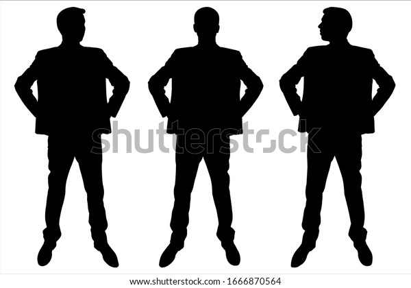 Set Three Vector Illustrations Male Silhouettes Stock Vector (Royalty ...