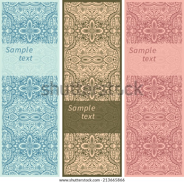 Set Three Vertical Floral Banners Bookmarks Stock Vector (Royalty Free ...
