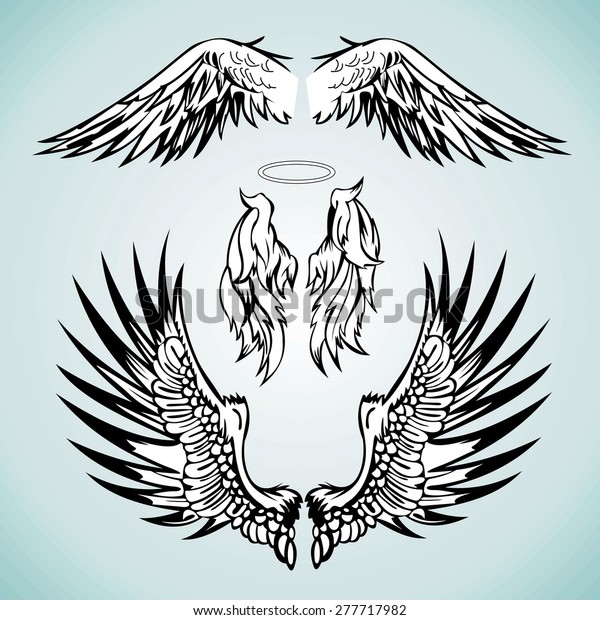 Set Three Wings Angel Figure Stock Vector (Royalty Free) 277717982 ...