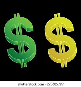 Set Threedimensional Dollar Signs Isolated Vector Stock Vector (Royalty ...