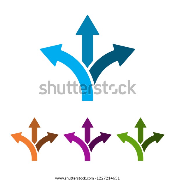 Set Threeway Direction Arrows Flat Style Stock Vector Royalty Free