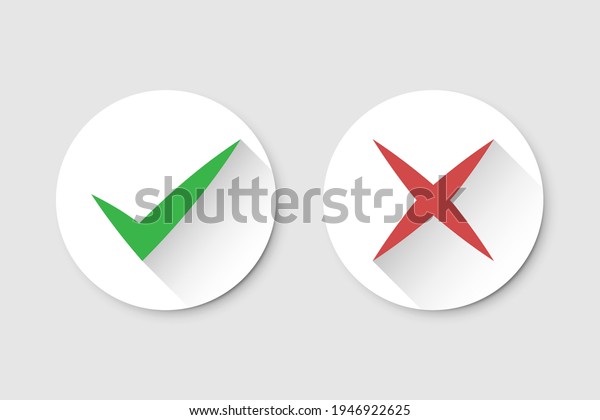 Set Tick Cross Icons Long Shadow Stock Vector (Royalty Free) 1946922625 ...
