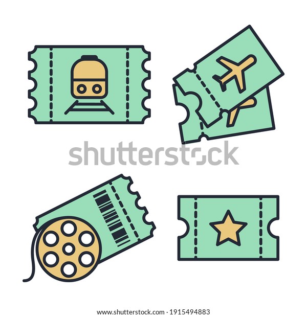 Set Tickets Icon Ticket Pack Symbol Stock Vector (Royalty Free ...