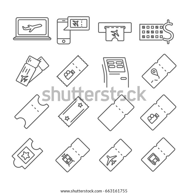 Set Tickets Related Vector Line Icons Stock Vector (Royalty Free ...