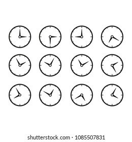12 Gray Clock Icons Time Intervals Stock Vector (Royalty Free ...