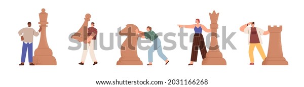 Set Tiny People Chess Pieces Business Stock Vector (Royalty Free ...