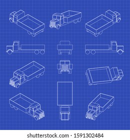 Set Tipper Truck Vector Blueprint Transportation Stock Vector (Royalty ...