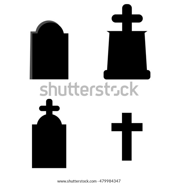 Set Tomb Stone Cross Icon Single Stock Vector (Royalty Free) 479984347 ...
