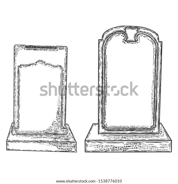Set Tomb Stone Drawing Grave Dead Stock Vector (Royalty Free ...