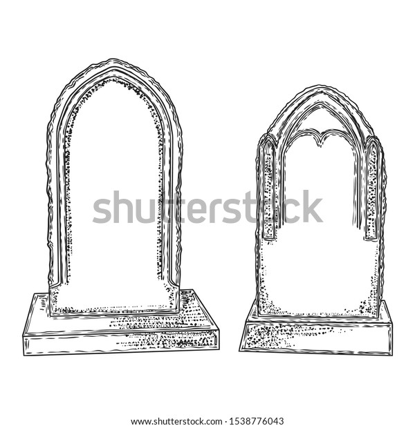 Set Tomb Stone Drawing Grave Dead Stock Vector (Royalty Free ...