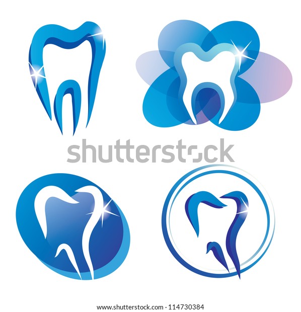 Set Tooth Stylized Icons Isolated Vector Stock Vector (Royalty Free ...