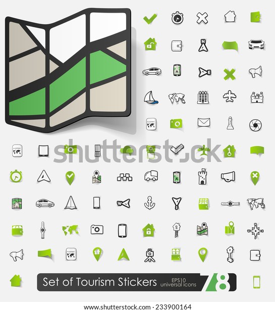 Set Tourism Stickers Stock Vector (Royalty Free) 233900164 | Shutterstock