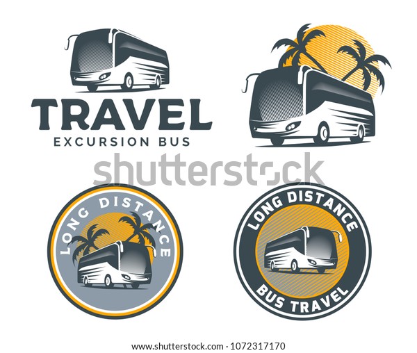 Set Tourist Bus Logo Emblems Badges Stock Vector (Royalty Free ...