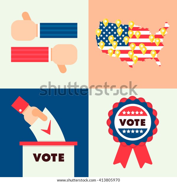 Set Traditional National Elements Usa Election Stock Vector (Royalty ...
