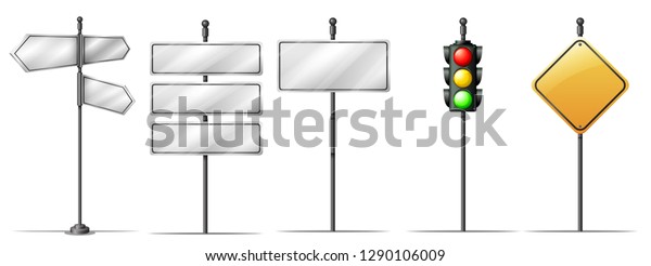 Set Traffic Direction Board Illustration Stock Vector (Royalty Free ...
