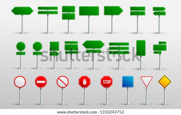 Set Traffic Road Realistic Signs Signage Stock Vector (Royalty Free ...