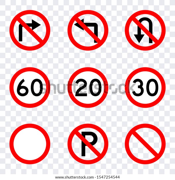 Set Traffic Signs Prohibiting Restricting Speed Stock Vector (Royalty ...