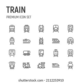 Set Train Line Icons Premium Pack Stock Vector (Royalty Free) 2112253910