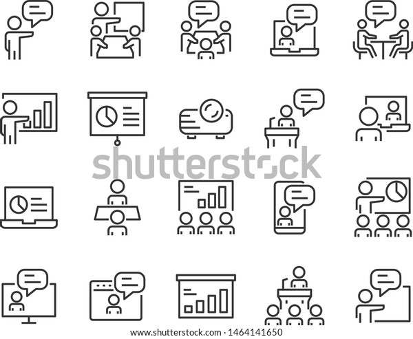 Set Training Icons Teaching Seminar Presentation Stock Vector (Royalty ...