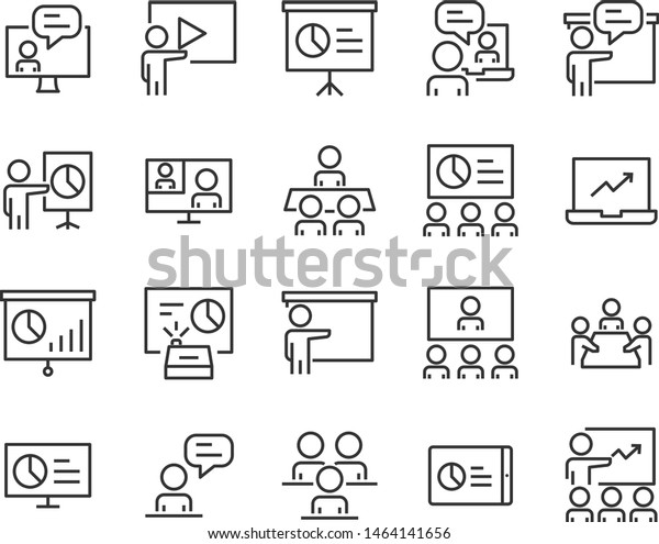 Set Training Icons Teaching Seminar Presentation Stock Vector (Royalty ...