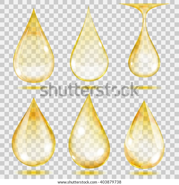 Set Transparent Drops Yellow Colors Transparency 스톡 벡터(로열티 프리) 403879738