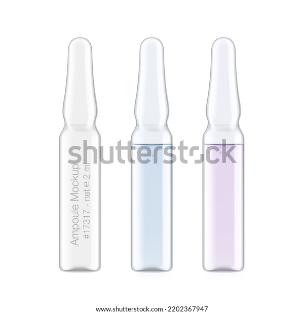 Set Transparent Glass Ampule Mockup Vector Stock Vector (Royalty Free ...