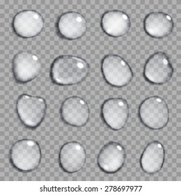 Set Transparent Gray Drops Various Shapes Stock Vector (Royalty Free ...
