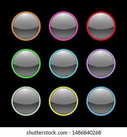 Set Transparent Neon Buttons On Back Stock Vector (Royalty Free ...