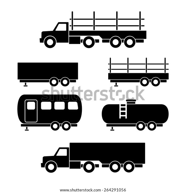 Set Transport Black Icons Vector Illustration Stock Vector (Royalty ...