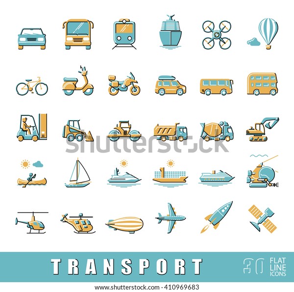 Set Transportation Icons Various Means Transportation Stock Vector ...